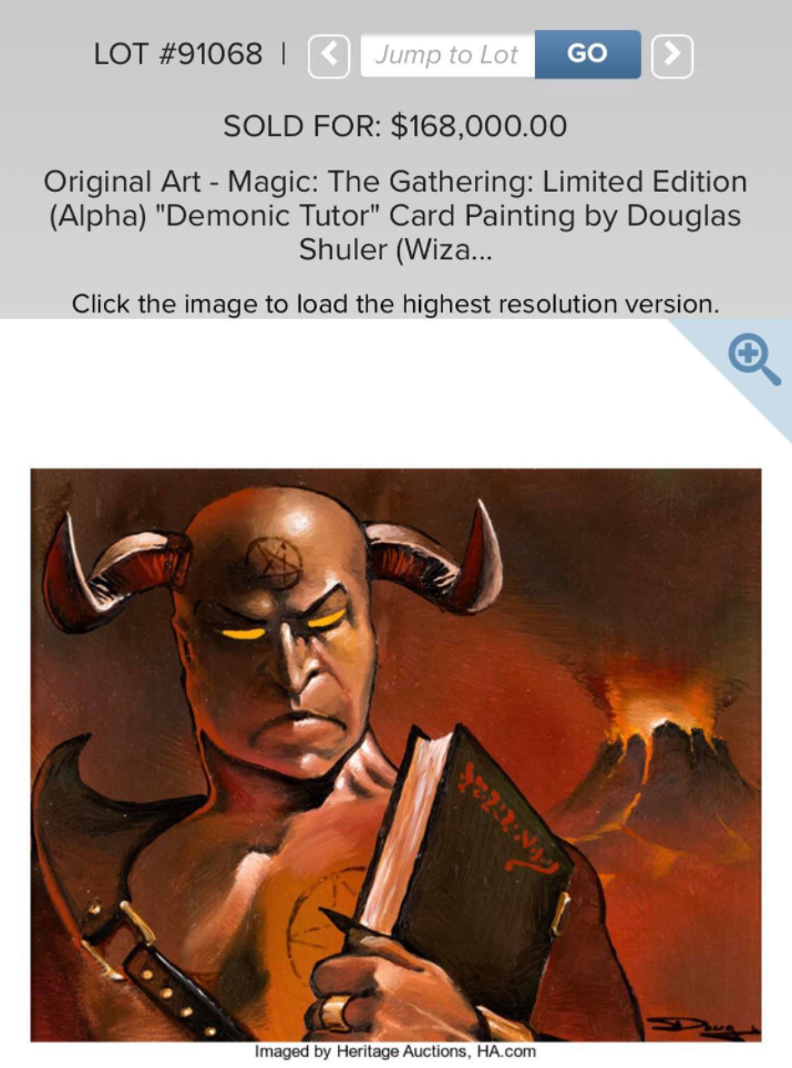 Original Demonic Tutor Art Sells for $168,000 - Star City Games