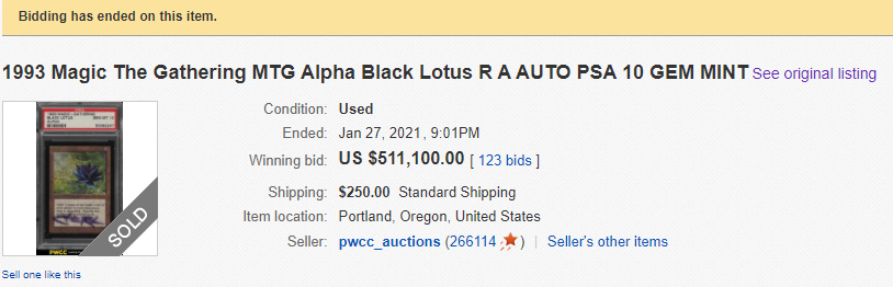 PSA 10 Gem Mint Alpha Black Lotus Sells For More Than $500,000 - Star ...