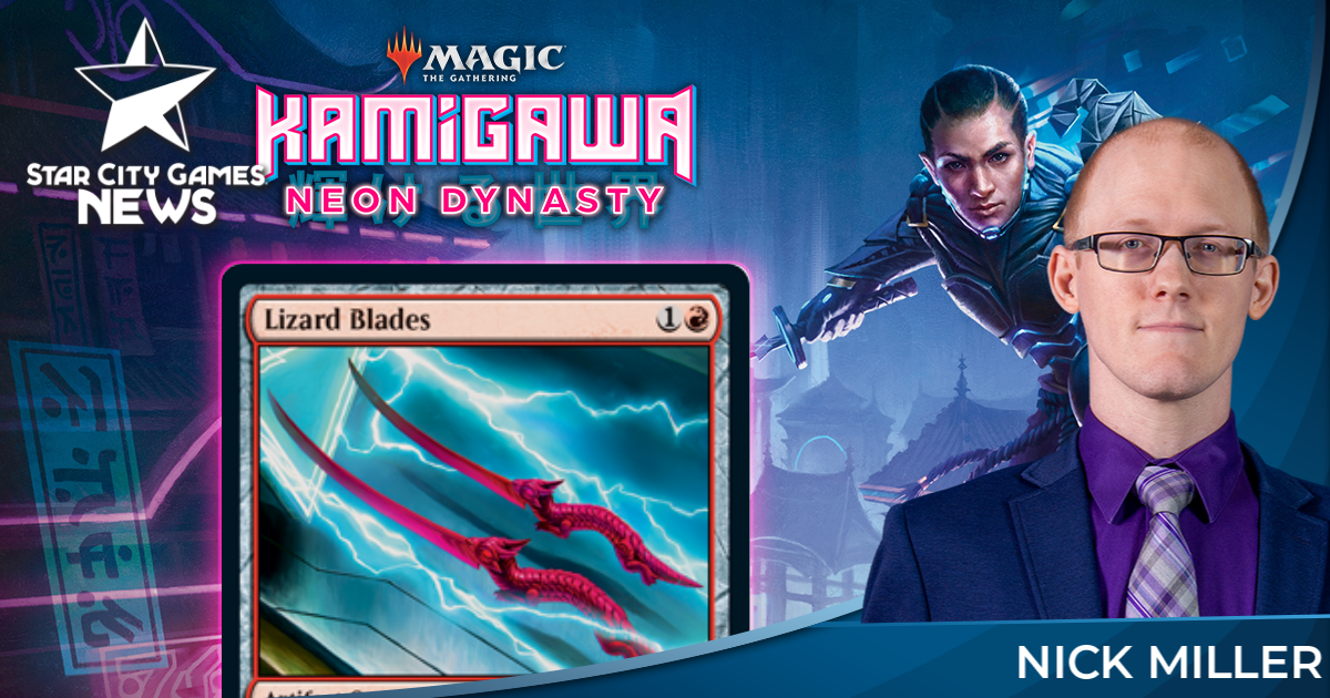 Red Gains Creature Equipment In Lizard Blades From MTG Kamigawa: Neon ...