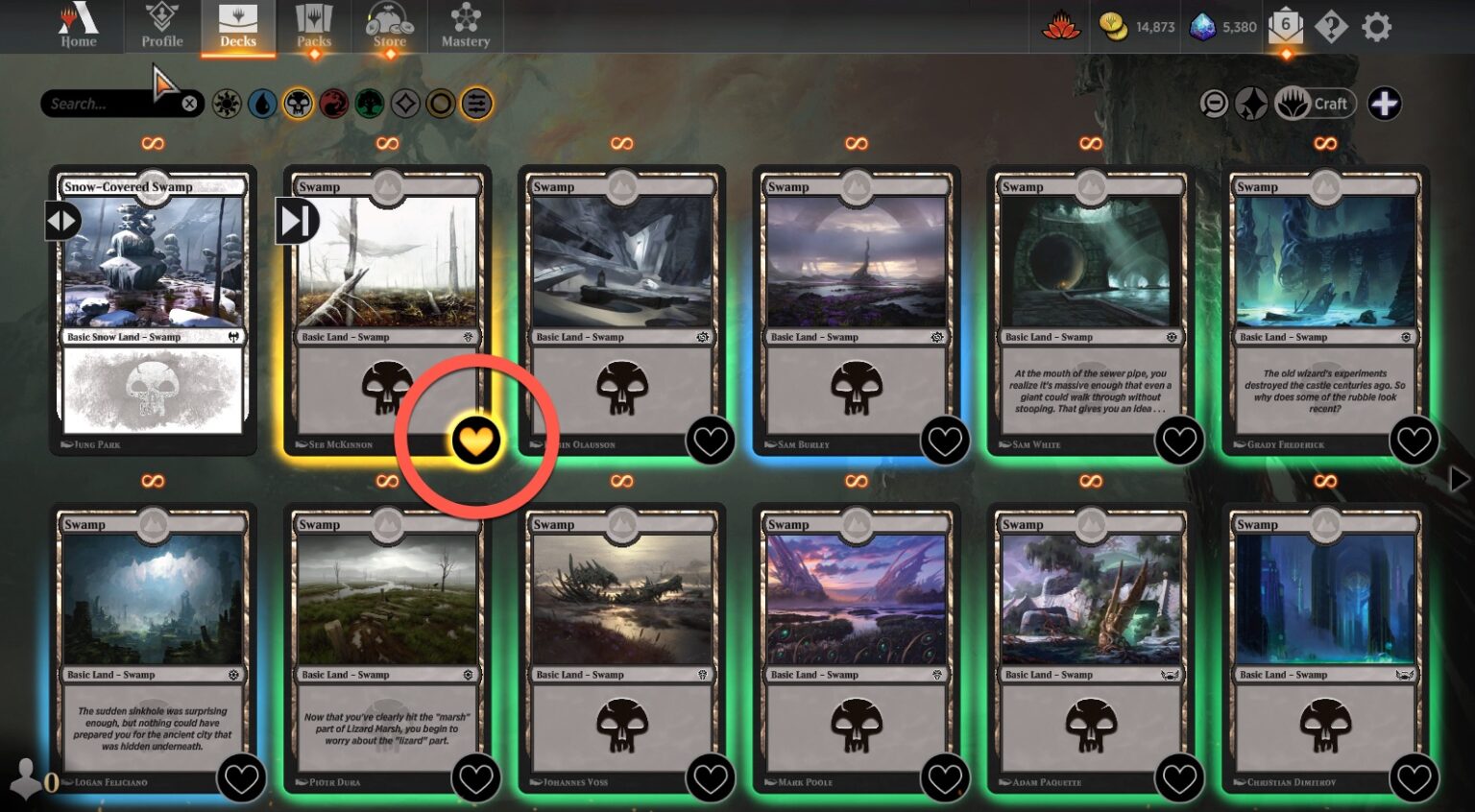 MTG Arena Now Offers Ability To Favorite Basic Lands, Cards With ...